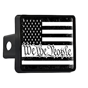 USA American Flag Trailer Hitch Cover Plug US Patriotic Vintage Rustic Flag Constitution We The People