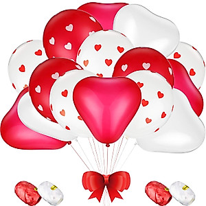 80 Pieces Heart Balloons Decorations Kit, Heart Shape Latex Balloons Valentine Balloons with 4 Twine String Roll for Valentines Day Decorations