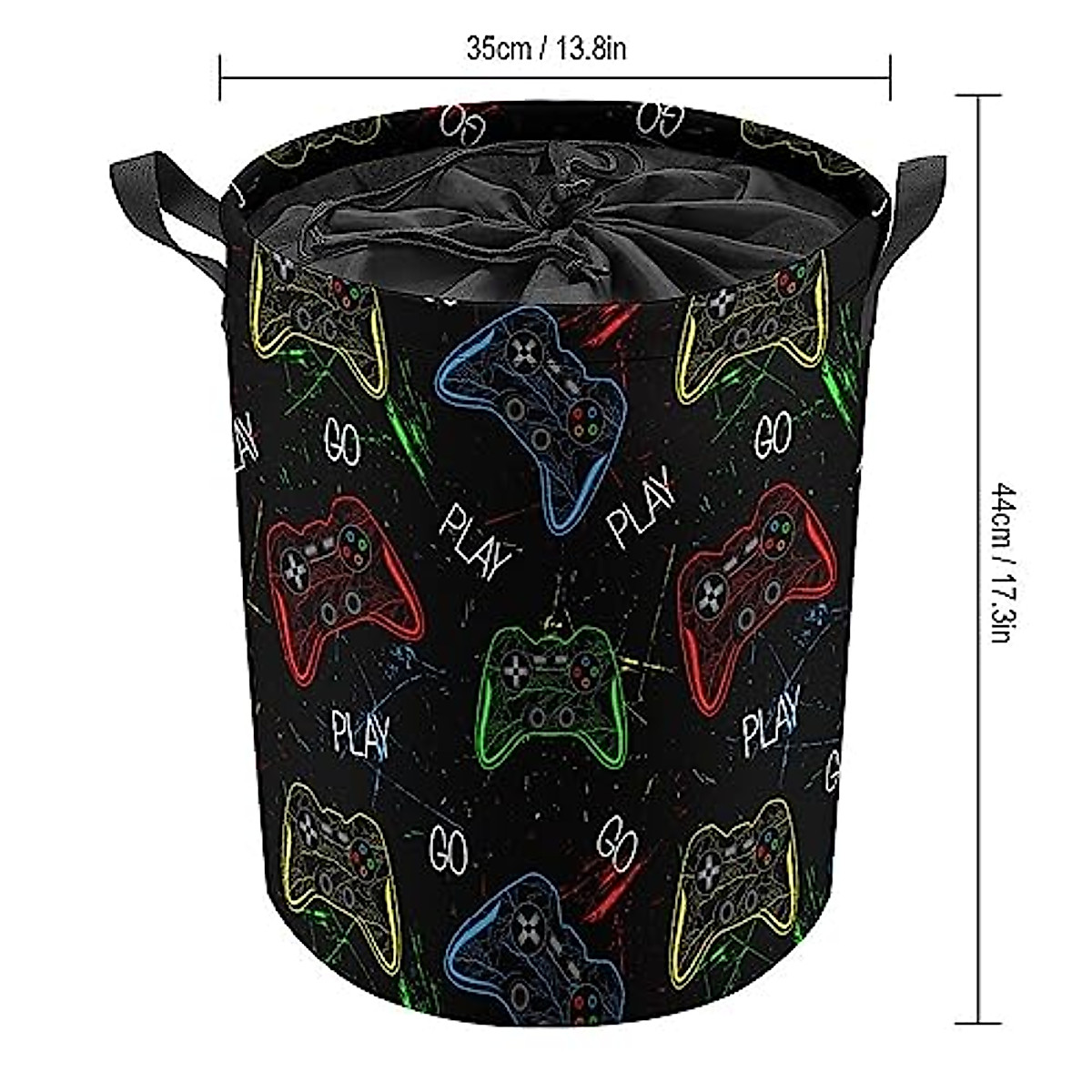 LynaRei Laundry Hamper Neon Game Joystick Dirty Clothes Storage Basket Video Game Player Collapsible Waterproof Toy Organizer for Boys And Girls Bedrooms, Bathroom