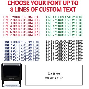 Custom Stamp 1 2 3 4 5 6 7 8 Line Stamp Self Inking Personalized Approved Rejected Emailed Completed Office Business Address Stamp