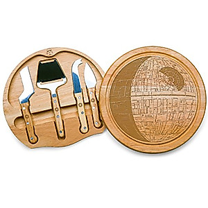 TOSCANA - a Picnic Time brand - Star Wars Death Star Circo Cheese Board and Knife Set - Charcuterie Board Set - Wood Cutting Board, (Parawood)