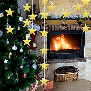 150 Pcs Glitter Five Stars Paper Confetti Wedding Party Decor Star Cutouts Confetti Stars Small Stars for Bulletin Board Shimmer Stars Accents for Classroom Wall Decor, 6 Inches (Gold)