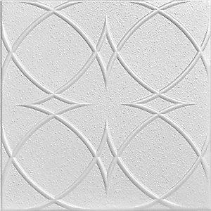 A La Maison Ceilings R82 Circles and Stars Foam Glue-up Ceiling Tile (128 sq. ft./Case), Pack of 48, Plain White