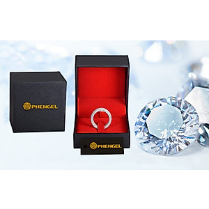 PHENGEL Solid 925 Sterling Silver Ring 5A+ cubic zirconia Hip hop rings, Delicate Rings for Women Men,Width:6MM/12MM (6, 6)