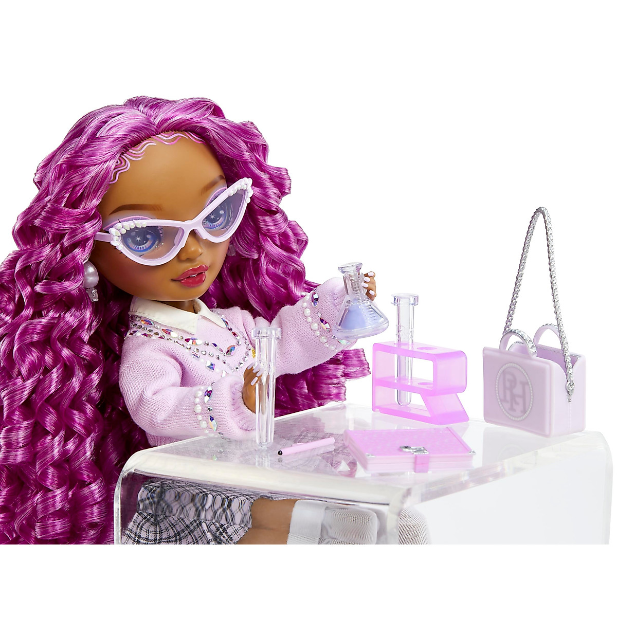 Rainbow High Lilac - Purple Fashion Doll in Fashionable Outfit, Glasses & 10+ Colorful Play Accessories. Gift for Kids 4-12 and Collectors.