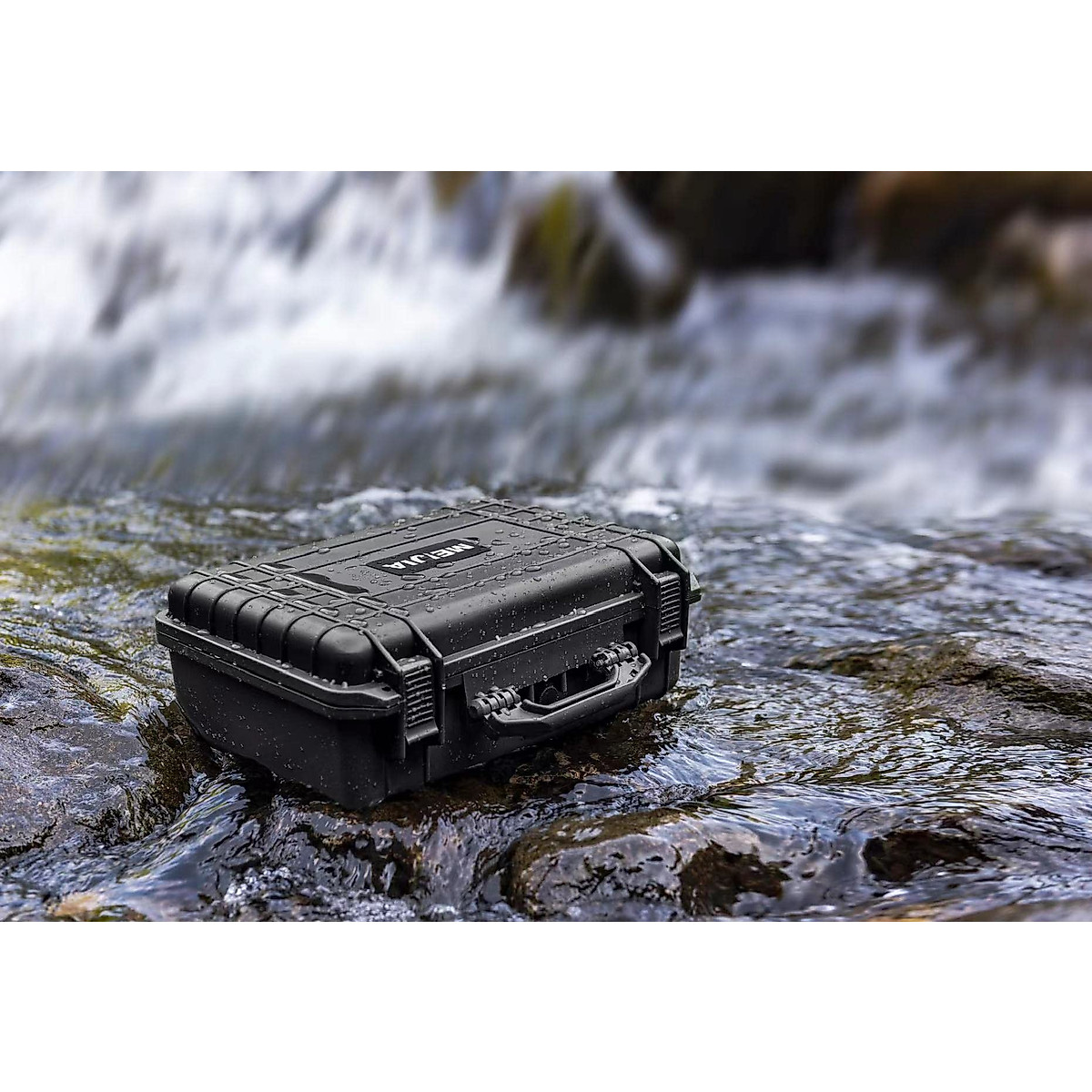 MEIJIA All Weather Portable IP67 Waterproof Protective Case, Hard Camera Case with customizable foam, Perfectly Protection of Camera, Drones,Pistols,Lens,Equipments,Black,18.5 x14.06x6.93inches
