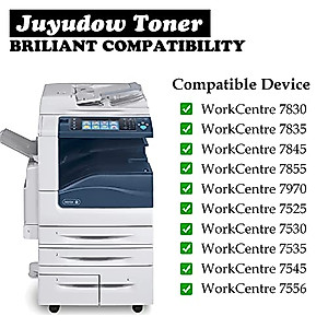 Juyudow Toner Cartridge Replacement for Xerox WorkCentre 7830 7835 7845 7855 7970 7525 7530 7535 7545 7556 Compatible 006R01513 006R01514 006R01515 006R01516 Toner (4 Pack, Black Cyan Magenta Yellow)