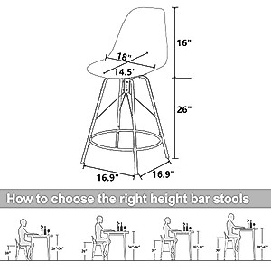 HAOBO Home Swivel Metal Bar Stool Counter Stools[Set of 4] for Indoor/Outdoor Dining Office Chair (Swivel 26" Gray)