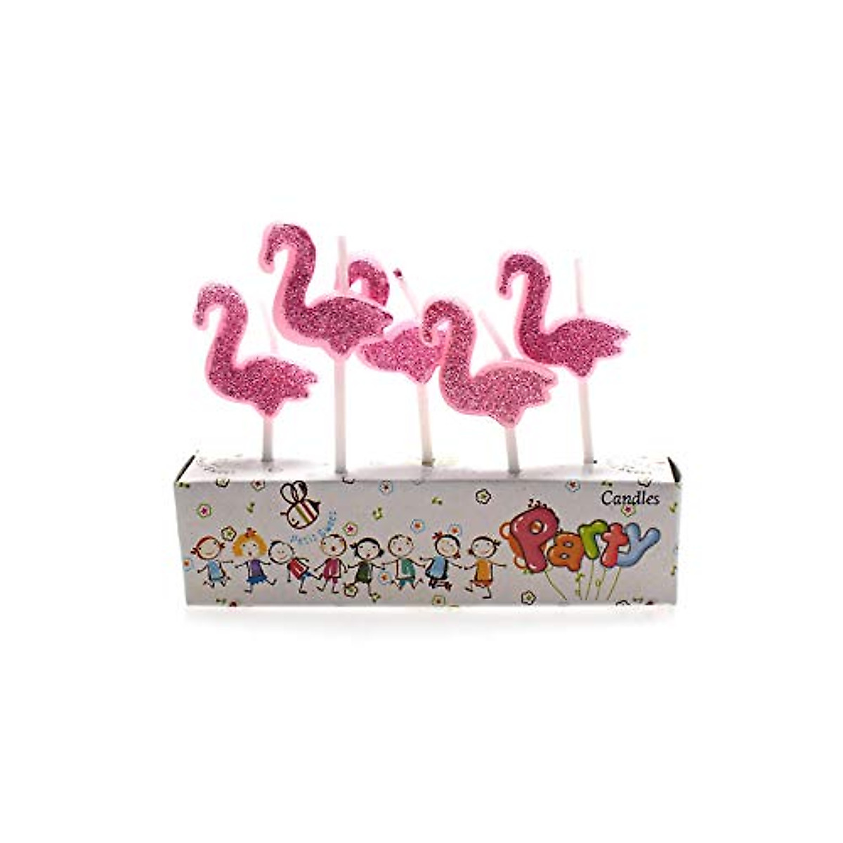 Birthday Candles - 1st Birthday Candle - Flamingo Candles - 5th Birthday Candles -Pink Flamingo Candles - Wedding Love Candles for Cake (Flamingo/Pink Glitter)