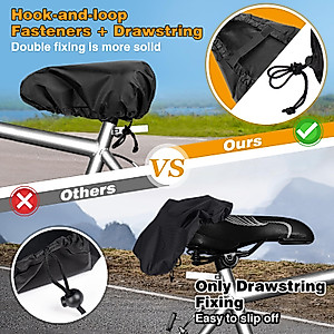 PAMASE Waterproof Bike Seat Cover - Outdoor City Road Bike Saddle Rain Cover, 2pcs Bicycle Cushion Protector with Drawstring & Storage Bag for Dust Resistant -15.7 * 15in