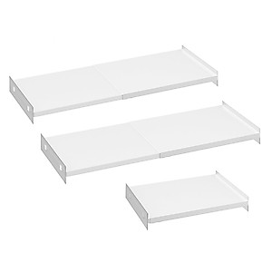 WEJIPP Closet Shelf Divider Expendable Cabinet Tension Shelving Rack Heavy Duty Metal DIY Shelves Separator for Wardrobe Cupboard Cabinet Pantry Kitchen Bathroom,White,3packs
