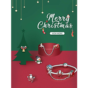 Eternalll Jewellery Snowflake Charms Authentic 925 Sterling Silver Charm Beads Christmas Charms Rose Gold Charms for Bracelets (Snowflake Glass Beads)