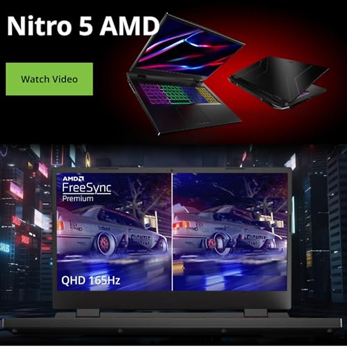 acer Nitro 5 Gaming Laptop -15.6" QHD IPS 165Hz Display, AMD Ryzen 7 6800H Processor, NVIDIA GeForce RTX 3070 Ti, 64GB DDR5 RAM, 2TB SSD, Wi-Fi 6E, Backlit Keyboard, Windows 11 Home