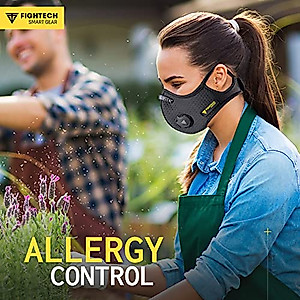 FIGHTECH Dust Face Mask with Extra Active Carbon Filters and Air Valves - for Woodworking, Moving, Construction - Medium (Pack of 2)