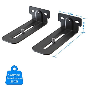 Agandax Soundbar Wall Mount Bracket Universal Soundbar Mount Shelf Depth Adjustable for Bose, Samsung, Vizio, LG, Dolby Atmos Soundbars (Black: V01)