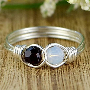 Any Two Crystals Birthstones Infinity Symbol Ring in Sterling Silver or 14kt Yellow or Rose Gold Filled Handmade Wire Wrapped Ring- Made to size 4-14