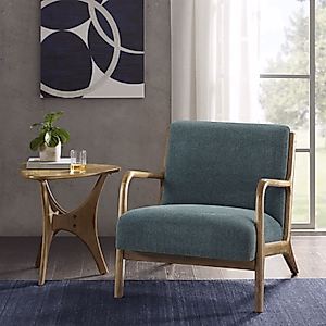 Solid Wood Chair, Chairs Living Room Accent Seating Armchair Teal Comfy Modern Home Furniture 32.75" L X 27.50" W X 29" H