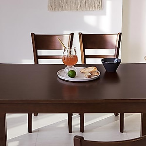 Livinia 5 Piece Cabin Wooden Dining Room Table Set with 4 Ladder Back Chairs (Walnut)