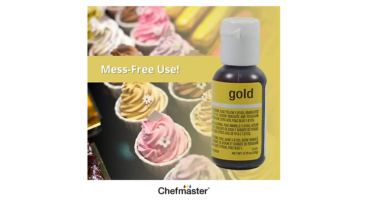 Chefmaster Gold Liqua-Gel Food Coloring Vibrant Colors for Baking