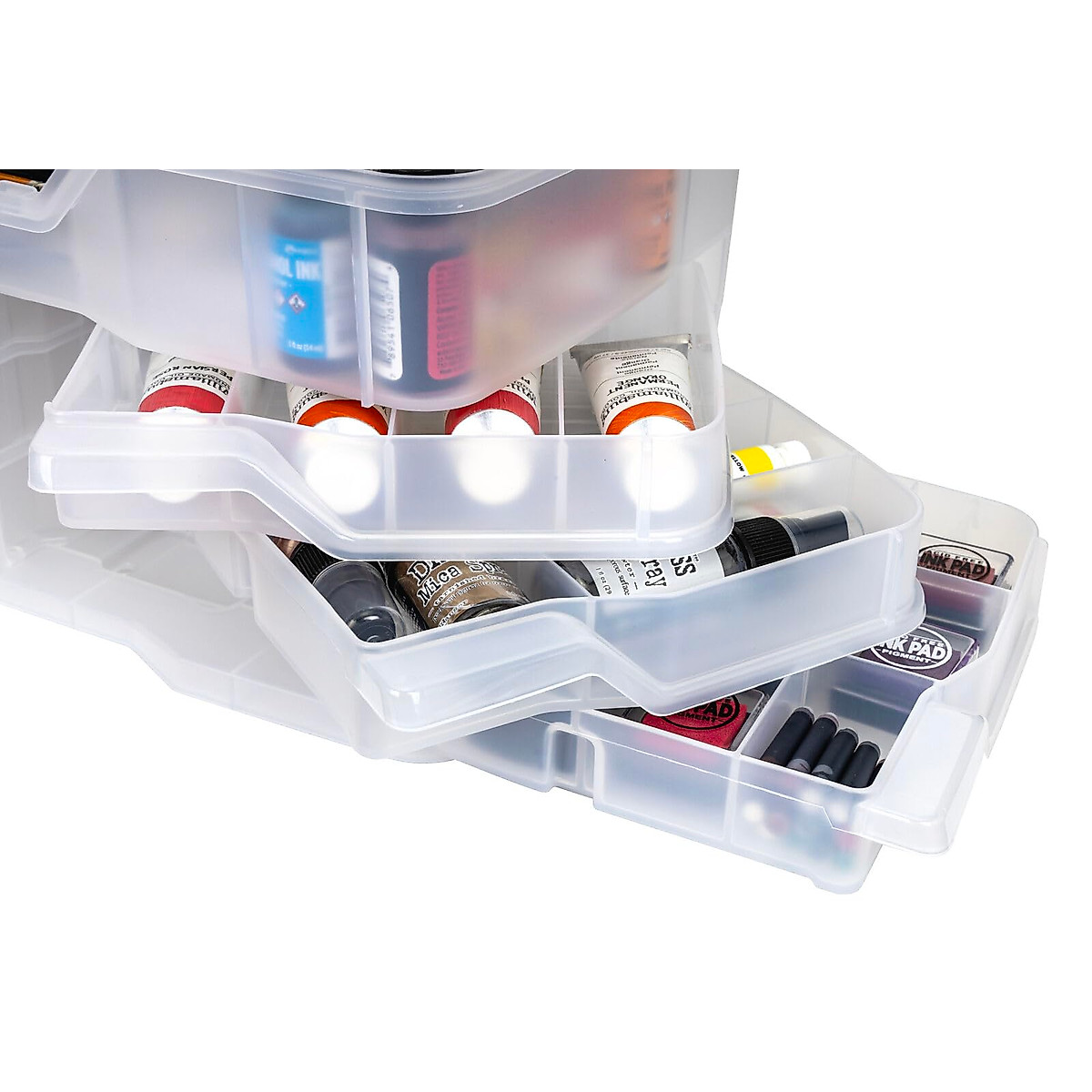 ArtBin Clear Plastic Organizer Small Parts Organizer - for DIY Arts & Crafts Storage Boxes & Organizers, Sewing Storage - Storage Box with Compartments, Project Box - Large (6 Pivot Trays) 6963PB