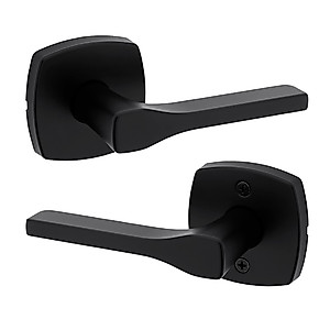 Kwikset Tripoli Passage Hall/Closet Lever with Soft Modern Rose in Matte Black 97200-919