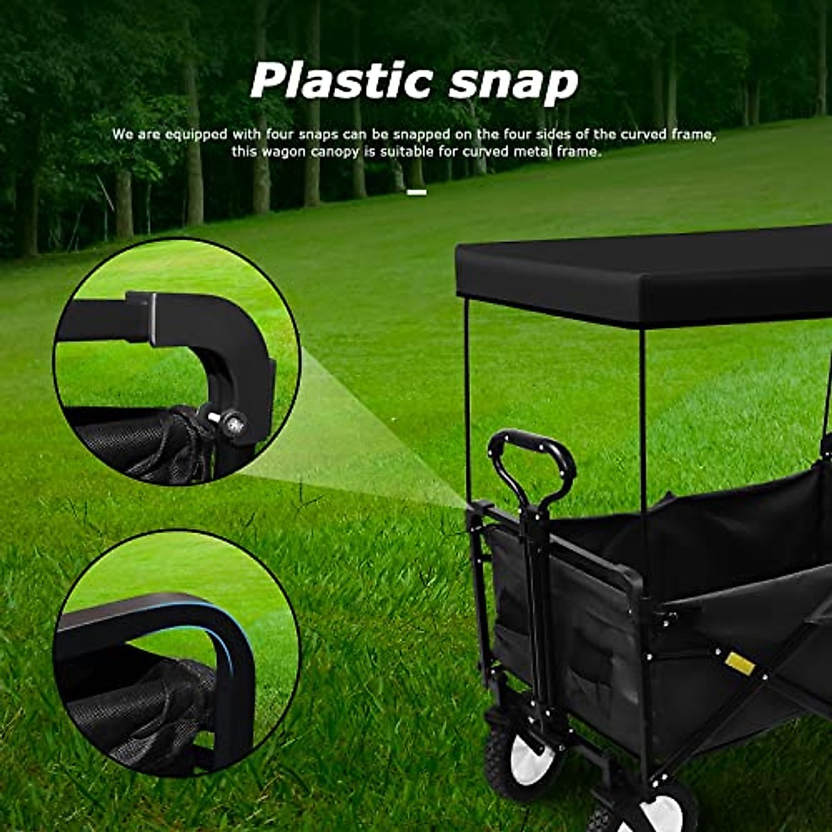 VOONKE Wagon Canopy Cover Garden Push Awning Portable Outdoor Stroller Accessories - Awning for Garden Wagon, Shopping, Camping (Suitable for Half-Folded Wagon) Black