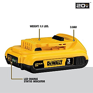 DEWALT 20V MAX Battery Pack with Charger, 3 Ah, Extra Long Run Time (DCB230C)