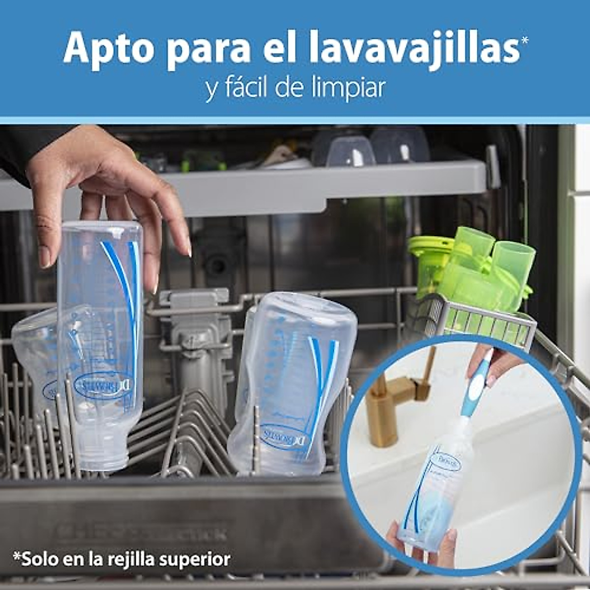 Dr. Brown's Natural Flow Anti-Colic Options+ Narrow Baby Bottle, Blue Nature, 8 oz/250 mL, with Level 1 Slow Flow Nipples, 0m+, 4 count (Pack of 1)