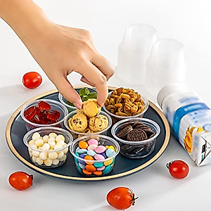 FICUCUSO [200 Sets - 2 oz Jello Shot Cups,Condiment Containers with Leak-Proof Lids, Disposable Plastic Cups with Lids for Sauces, Souffle, Food Samples, Pills and More