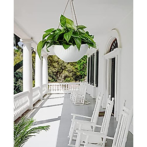 LaDoVita Large 10 Inch Hanging Planters Indoor with Pot, Hanging Pots for Plants, Outdoor Hanging Baskets, Hanging Flower Pot with Drainage Hole, Set of 2, Frosted White
