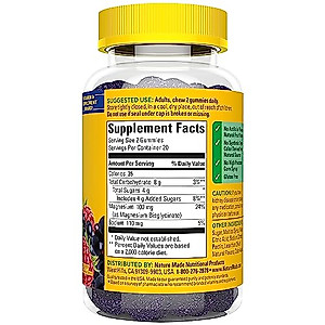 Nature Made High Absorption Magnesium Glycinate Gummies 100 mg per Serving, Muscle, Nerve, Bone and Heart Support, Magnesium Supplement, 40 Magnesium Gummies, 20 Day Supply
