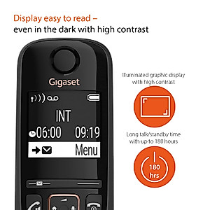 Gigaset A694A Trio - Three Cordless Phones - answering Machine - Caller ID - high Contrast Display - Brilliant Voice Quality HSP - Long Standby time 180 Hours - Made in Germany, Black