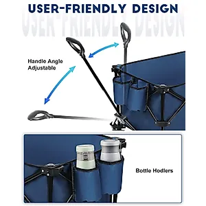 LifeImpree Collapsible Foldable Wagon, Beach Wagon with All Terrain Wheels, Heavy Duty Folding Utility Garden Cart, Adjustable Handle, 350LBS Capacity for Camping, Grocery, Sports, Shopping, Outdoor