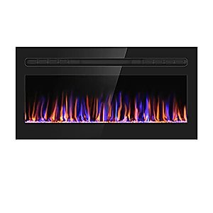 Upesitom Electric Fireplace Insert 31" Fireplace Heater Recessed & Wall Mounted, 750/1500W Linear Fireplace LED Fireplace Insert with Adjustable Flame Colors, Bracket, Timer, Remote Control