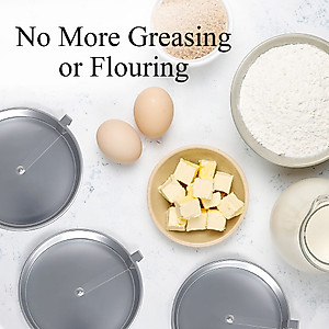 Aunt Shannon's Kitchen 8 Inch Round Cake Pans, 3 Pack, Silver Cake Pan with a Built-in Swivel Blade, Easy Release Cake Pans Set for Baking, Baking Pans Set for 3-Layer Cake, Dishwasher Safe