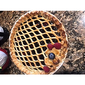 Stainless Steel Dough Lattice Top Cookie Pie Pizza Bread Pastry Crust Roller Cutter,Wood Handle