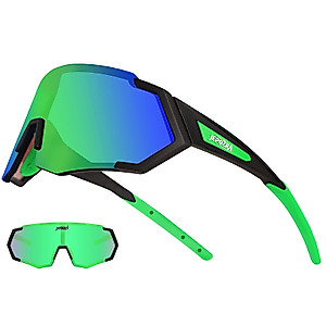 JEPOZRA Polarized Cycling Glasses with 3 Interchangeable Lenses Riding Glasses Ski Glasses Baseball Running Sports Sunglasses