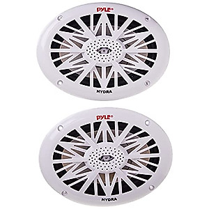 6x9 Inch Dual Marine Speakers - 2 Way Waterproof and Weather Resistant Outdoor Audio Stereo Sound System with 260 Watt Power, Poly Carbon Cone and Cloth Surround - 1 Pair - PLMR692