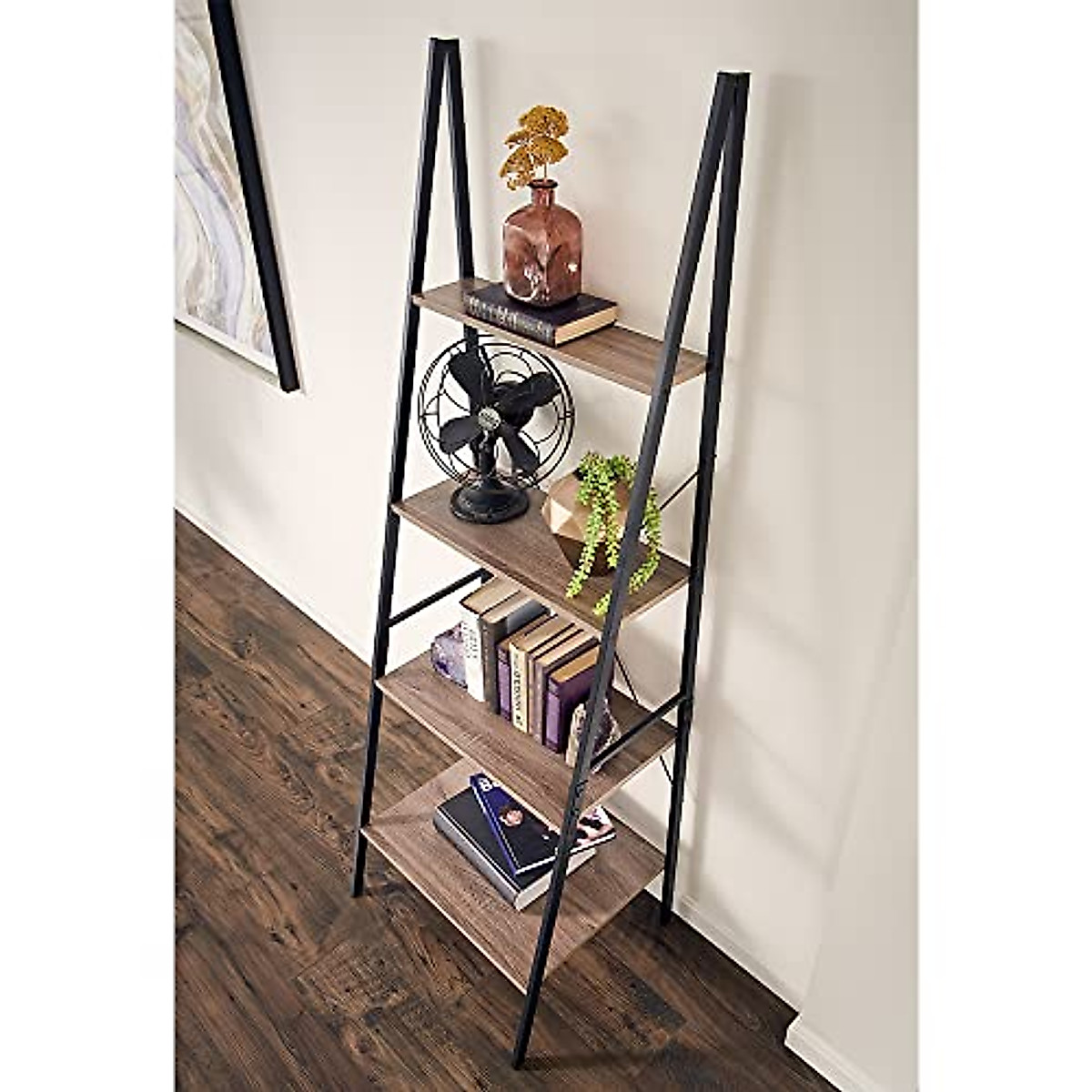 ClosetMaid 1316 4-Tier Wood Ladder Shelf Bookcase, Gray