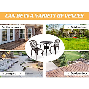 TITIMO 3 Piece Outdoor Bistro Table Set Cast Aluminum Table and Chairs Patio Furniture Antique Bronze