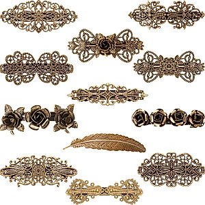 Geyoga 12 Pieces Vintage Metal Hair Pins Retro French Hair Barrettes Minimalist Hair Pins Geometric Hollow Hair Pins for Women (Style Set 1)
