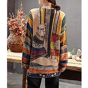 YESNO Women Sweater Graphic Oversized Pullover Sweaters Casual Loose Long Sleeve Knit Tops M S01 CR31
