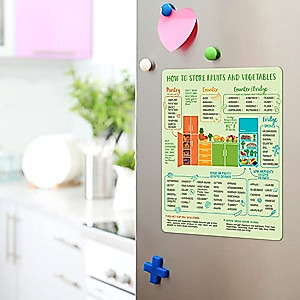 Levain & Co Produce Storage Guide Magnet - Fruit & Vegetable Storage Magnetic Chart - The Ultimate Produce Organizer Cheat Sheet - Keep Foods Fresher Longer