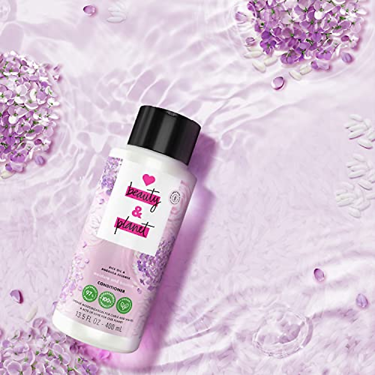 Love Beauty and Planet Wave and Curl Enhancer Conditioner Moisture and Bounce Hair Products for Waves and Curls Rice Oil and Angelica Essence 13.5 oz