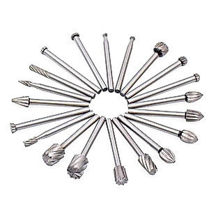 Eyech 20pcs 1/8 Inch(3mm) Shank HSS Router Bits Burr Rotary Tools Replacement Wood Milling Burrs for Rotary Engraving Woodworking Tool