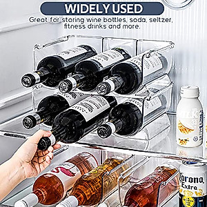 GELBEKUH 4 Pack Water Bottle Storage Stackable Water Bottle Organizer Water Bottle Rack, Soda pop, Sports Drinks, Wine, Bottle Holder for Kitchen, Cabinet, Countertop, Fridge (Clear)