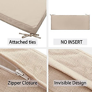 FUNHOME Water-Resistant Outdoor Bench/Settee Cushion Slip Cover,Patio Furniture Cushion Covers,Garden Long Chair Cover ONLY-54x18x3 INCH (Antique Beige)