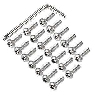 uxcell M8x25mm Torx Security Machine Screw, 20pcs Pan Head Screws Inside Column, with T40 L-Type Wrench, 304 Stainless Steel Fasteners Bolts