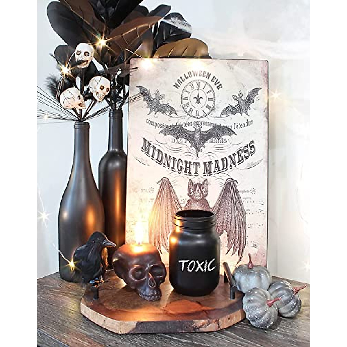 Darware Black Chalkboard Mason Jars (Pint Size, 6-Pack); Black-Coated Blackboard Surface Glass Jars for Arts and Crafts, Gifts, and Rustic Home Decor