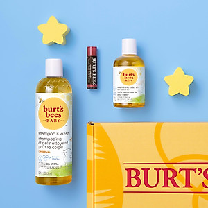 Burt's Bees Baby and Mom Gift Set with Nourishing Baby Oil, Original Baby Shampoo and Wash, and 100% Natural Origin Tinted Lip Balm, Red Dahlia